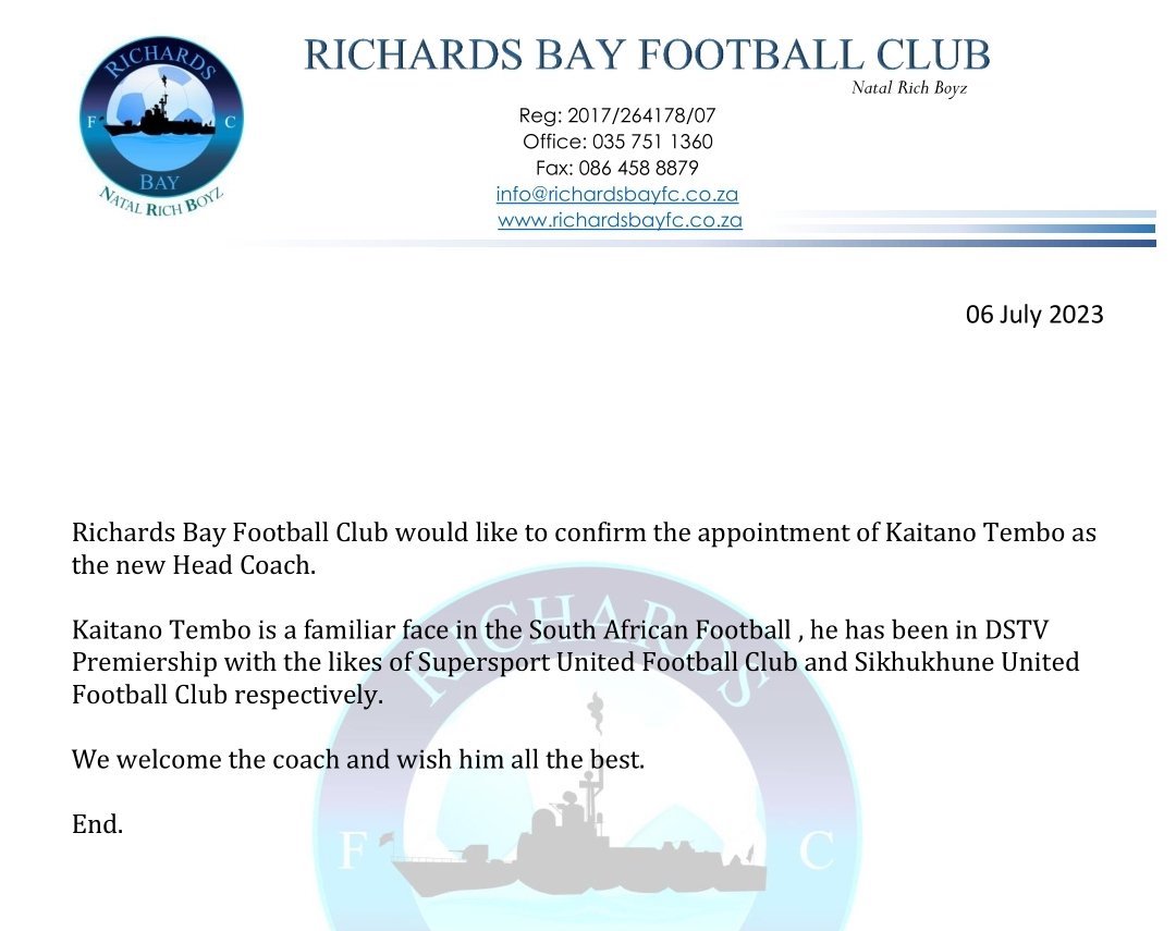 Official: Bay Appoint Tembo As New Coach - iDiski Times