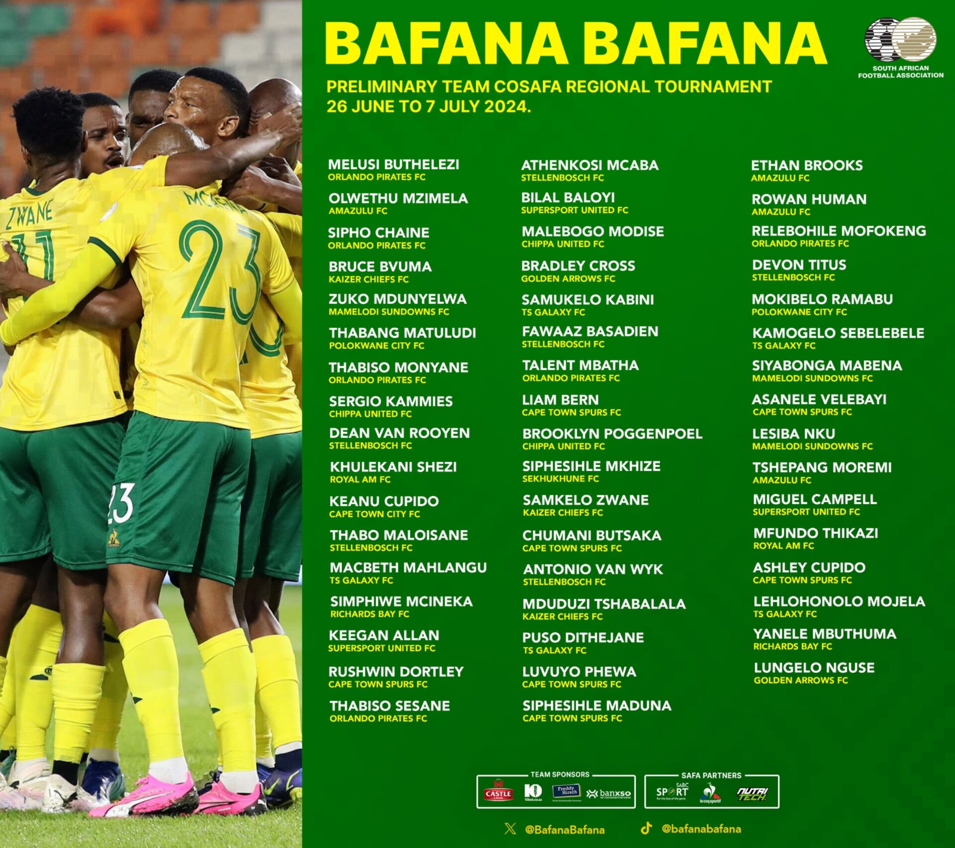 Bafana Announce COSAFA Cup Squad - iDiski Times