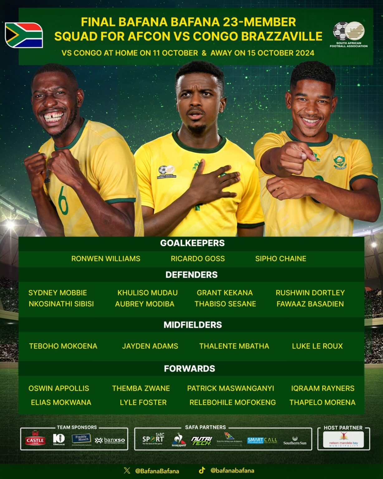 Broos Announces Final 23-Man Bafana Squad To Face Congo - iDiski Times