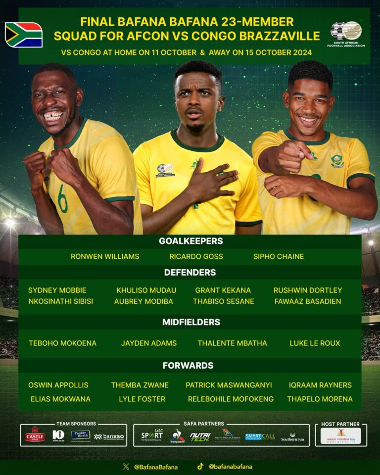 Broos Announces Final 23-Man Bafana Squad To Face Congo - iDiski Times