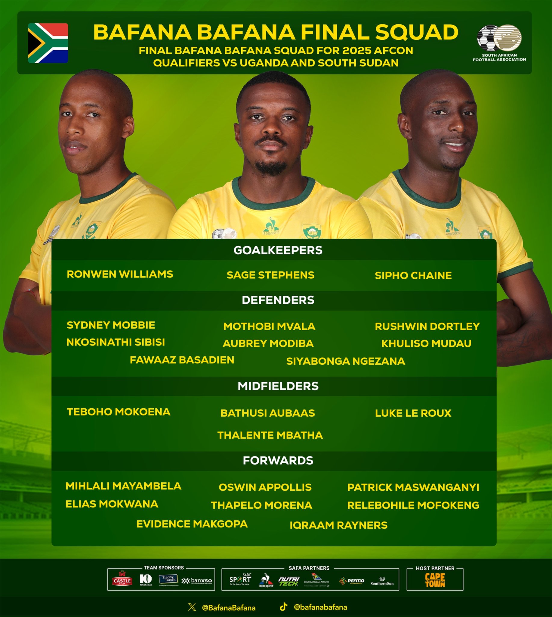 Broos Announces Final Bafana Squad For AFCON Qualifiers - iDiski Times
